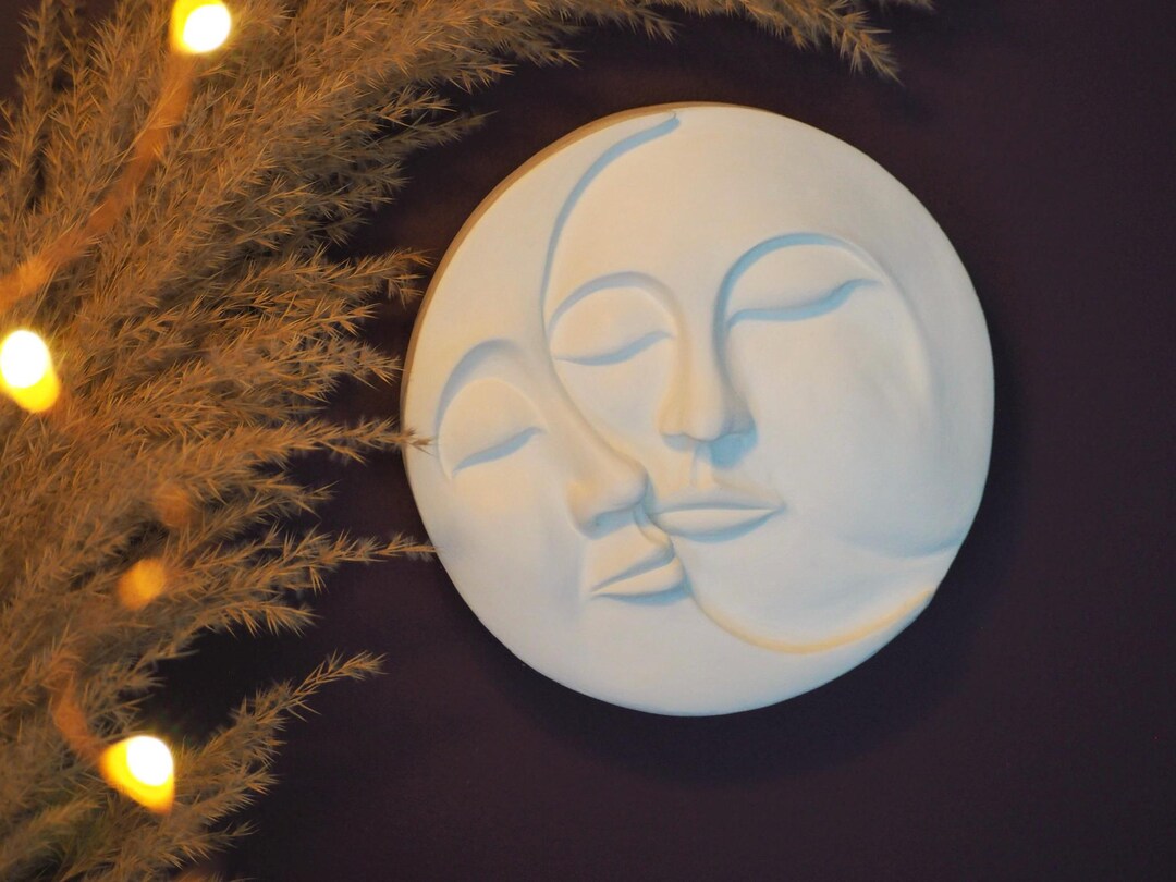 Hand Sculpted Sun and Moon Plaster Wall Art - Etsy