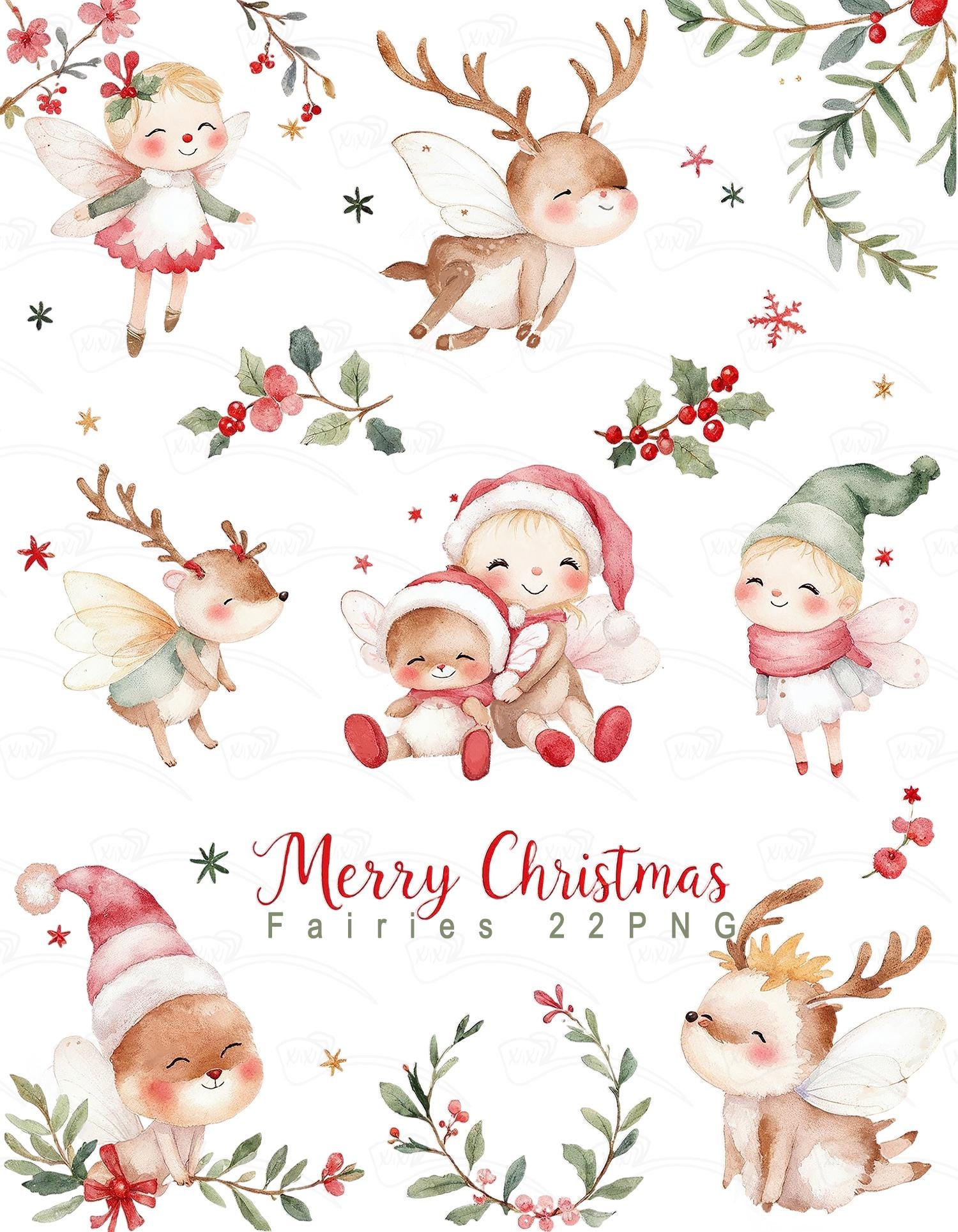 Christmas Fairy Clipart,22 Winter Fairies PNG, Cute Christmas Clipart ...