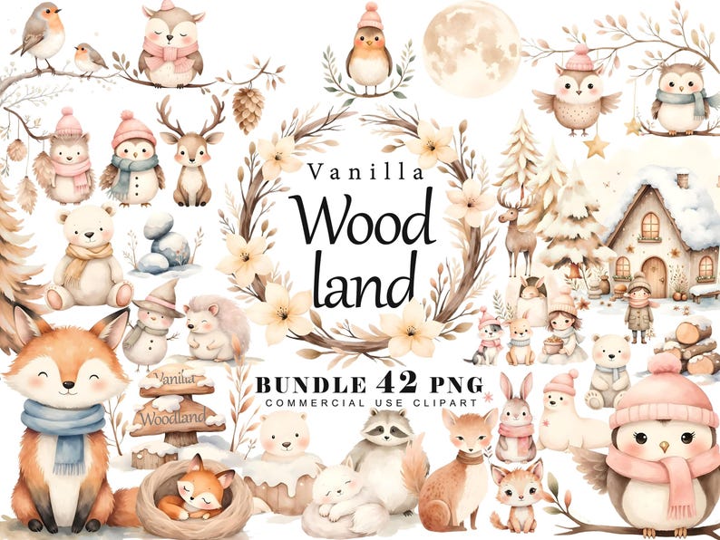 Vanilla Woodland Animals, 42 Watercolor Forest Animals PNG, Forest ...