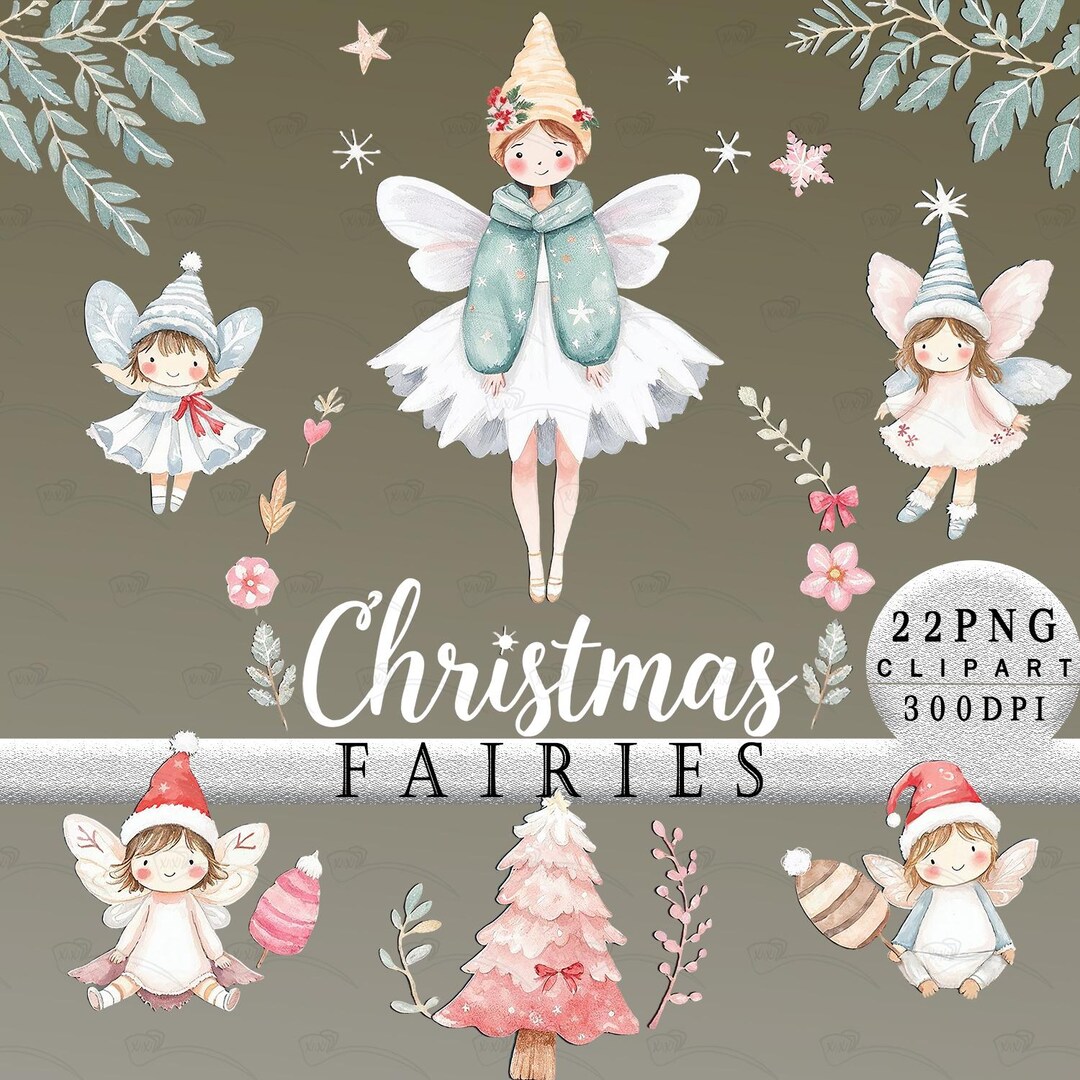 Christmas Fairy Clipart,22 Winter Fairies PNG, Cute Christmas Clipart ...