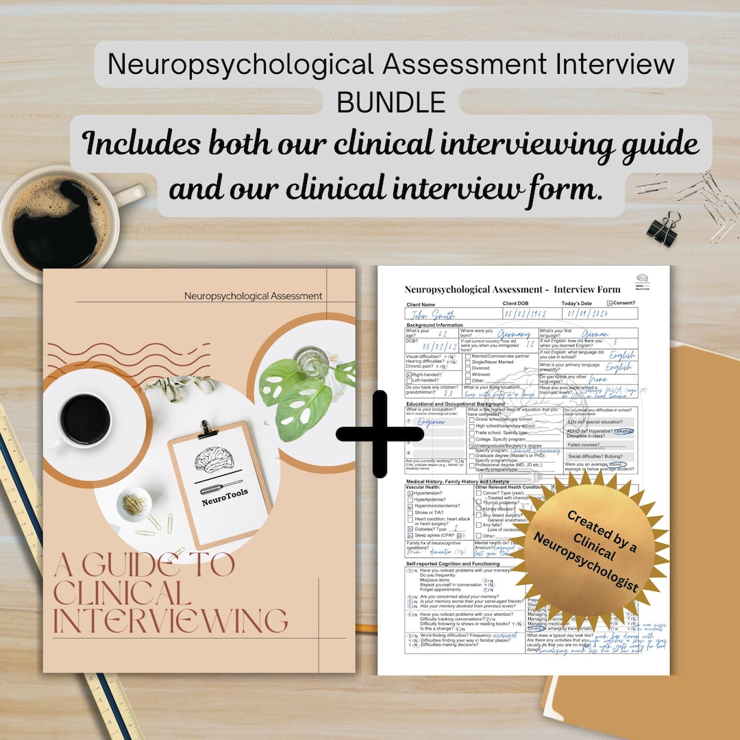 Cognitive Assessment BUNDLE (clinical Interview Guide and Interview ...