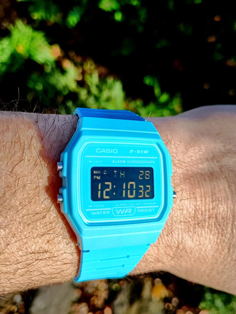 Hydromod Blue Casio F-91wc-2aef With Negative Display - Etsy