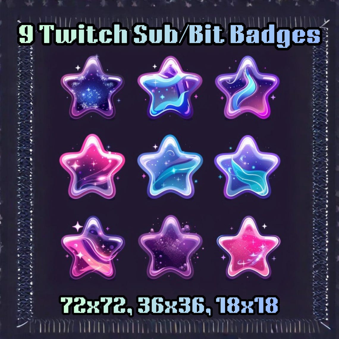 Galaxy Magic Star Sub Badges | Purple Pink Nebula Twitch Bit Emotes ...