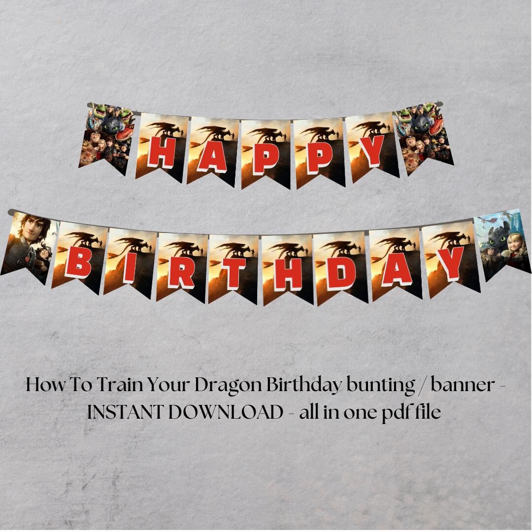 How to Train Your Dragon Birthday Bunting | Printable PDF | Instant ...