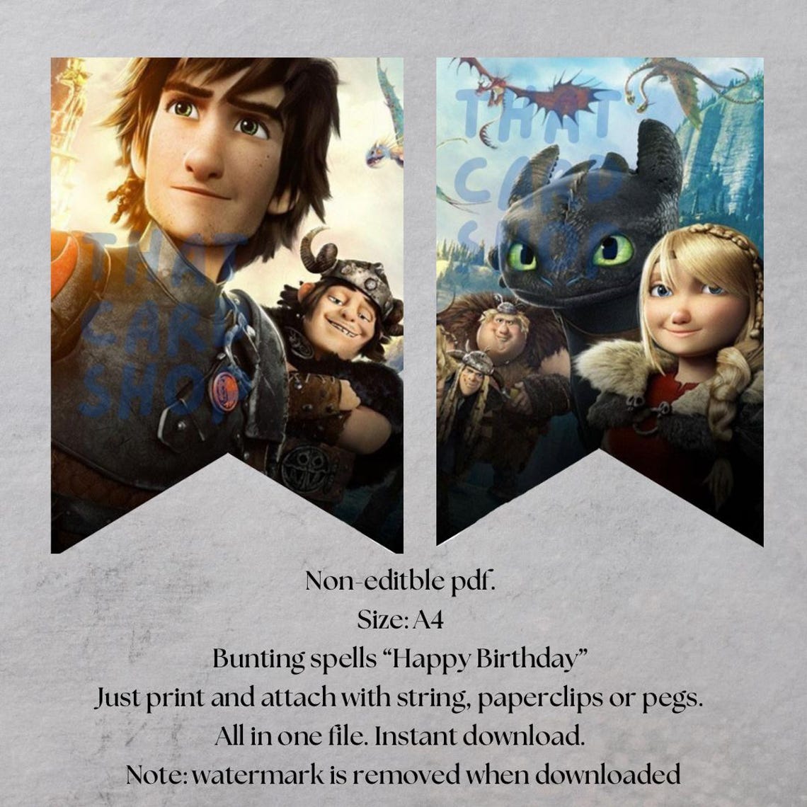 HTTYD Birthday Banner: Dragon Party Bunting (printable PDF) - Etsy