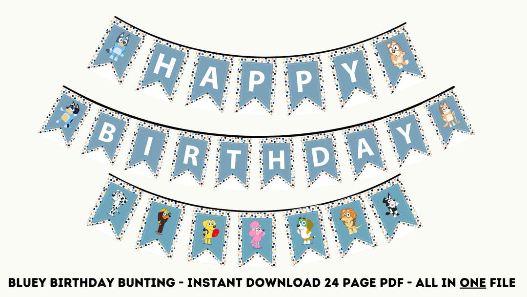 Banderines de cumpleaños de Bluey DESCARGA DIGITAL PDF Decoraciones de ...