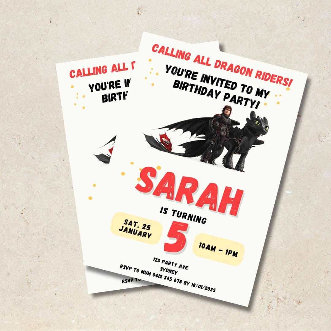 How to Train Your Dragon Birthday Invitation. Editable Invitation ...