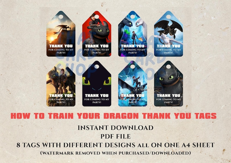 How to Train Your Dragon Thank You Tags: Printable Birthday Party ...