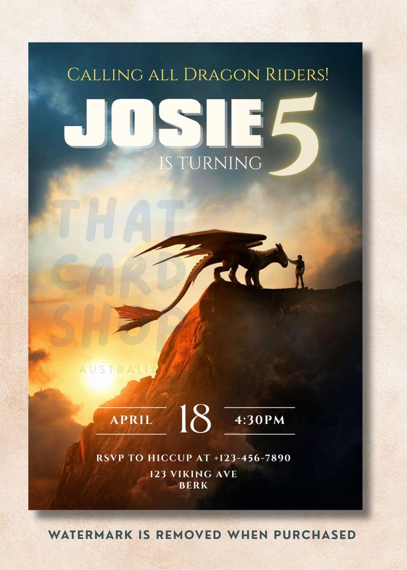 Toothless Birthday Invitation: How to Train Your Dragon, Editable ...