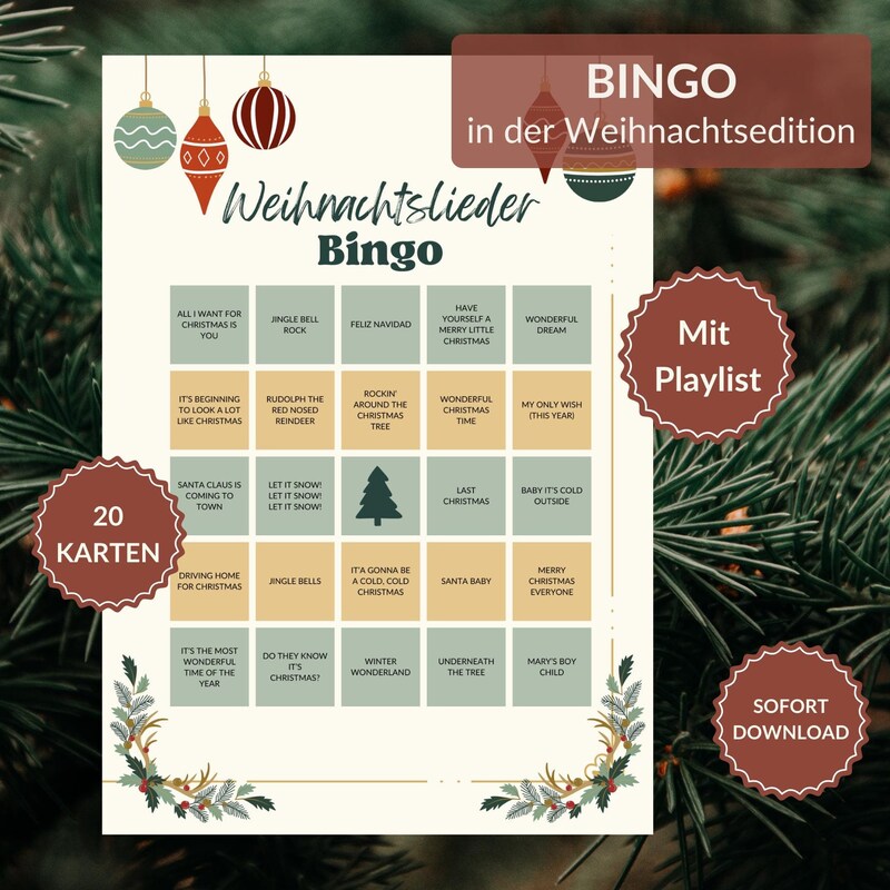 Weihnachten bingo ausdrucken - Etsy.de