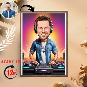 Custom DJ Caricature Portrait, Personalized Music Festival Art, Cartoon ...