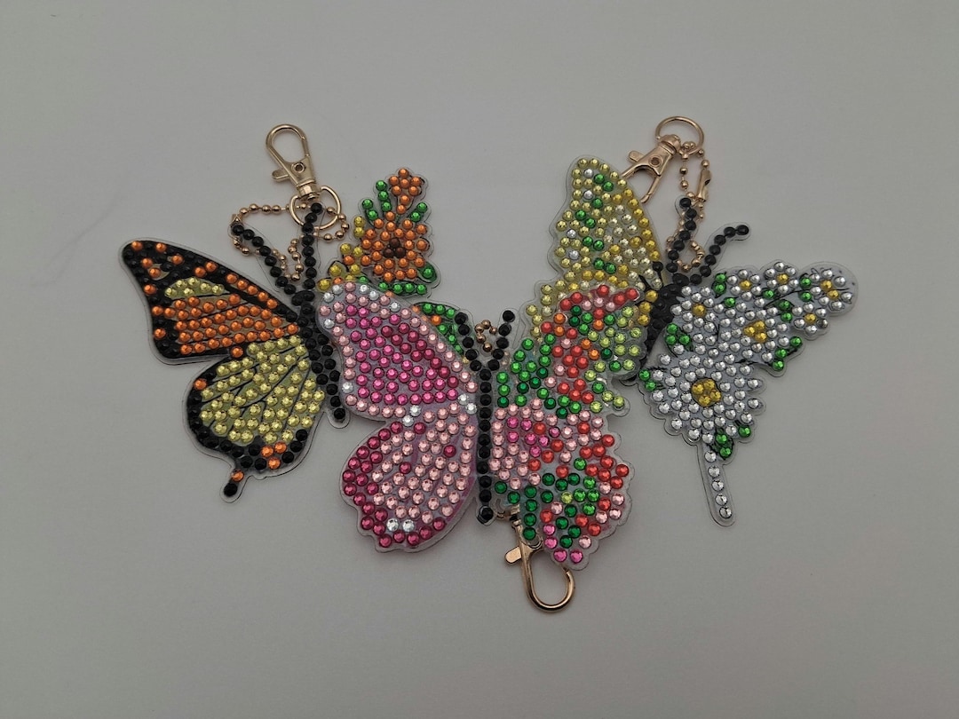 Floral Butterfly Diamond Art Keychains - Etsy