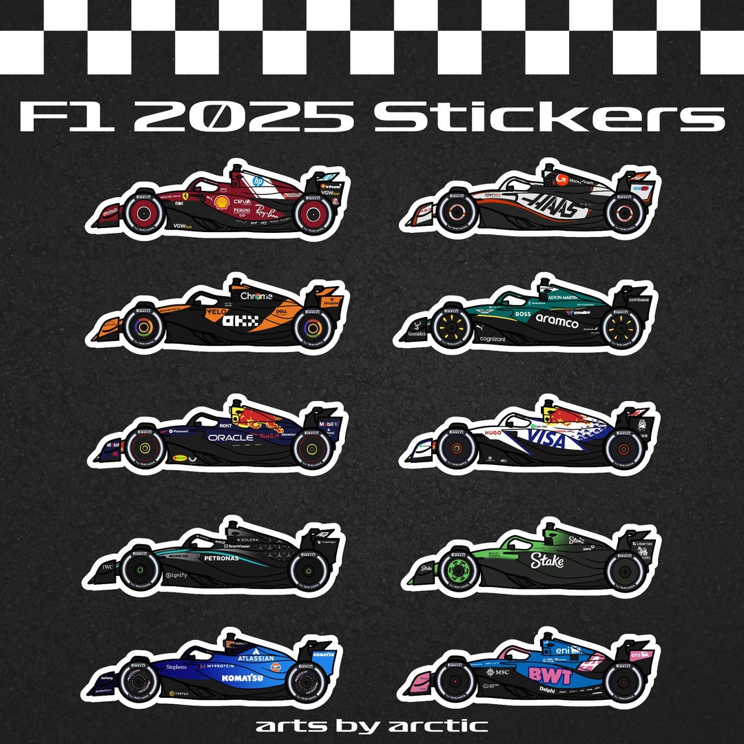 F1 2025 STICKERS Formula 1 Reusable Vinyl Stickers Ferrari Mclaren ...