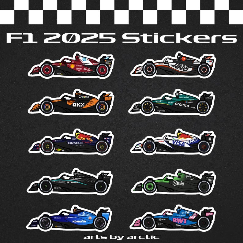 F1 2025 Stickers: Formula 1 Racing Vinyl Decals - Etsy