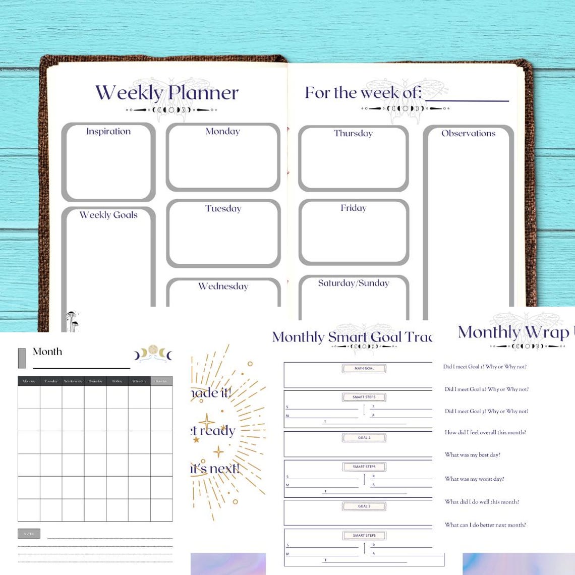 13-month Undated Lunar Themed Calendar and Goal-setting Planner ...