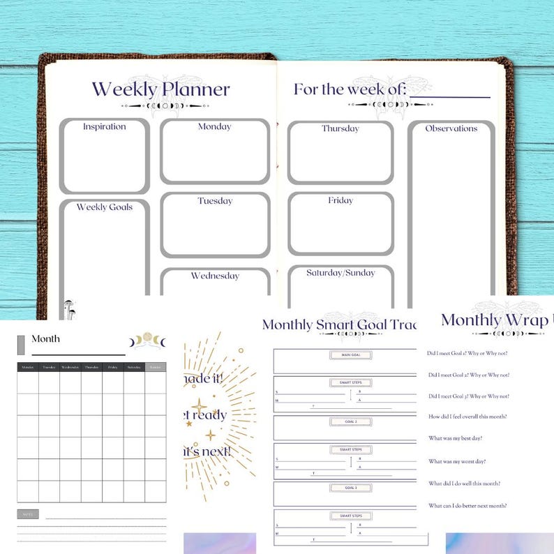13-month Undated Lunar Themed Calendar and Goal-setting Planner ...