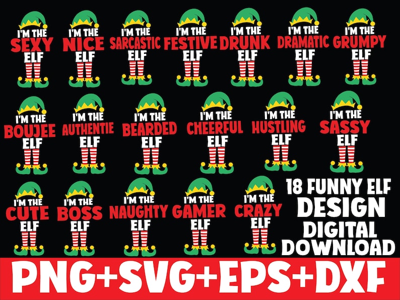 Elf Family Svg,png,eps,dxf Bundle,elf Matching Family Svg,elf Friends ...