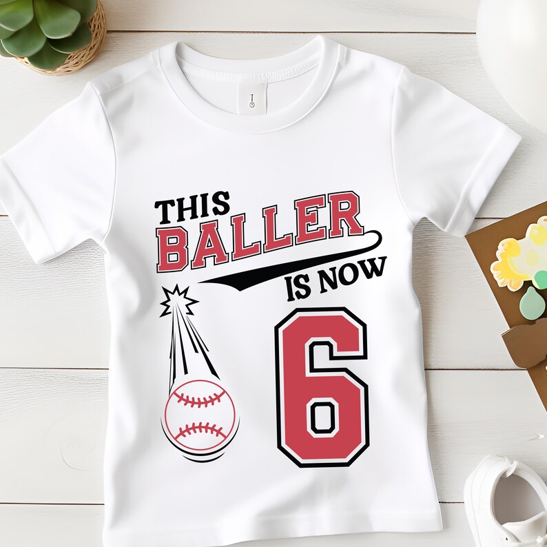 Baseball 6th Birthday SVG: This Baller is Now 6, Cricut Files (digital ...