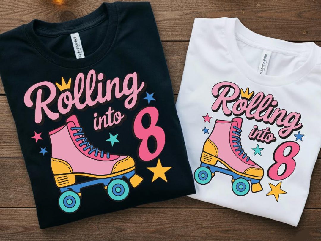 Rolling Into 8 PNG SVG: Princess Roller Skate Birthday Design (digital ...