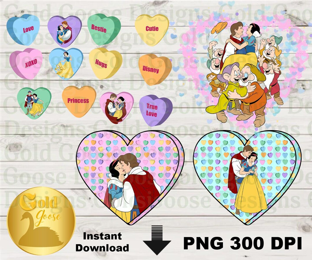 Valentine's Bundle, Snow White Seven Dwarf Hearts, Prince, Princess ...