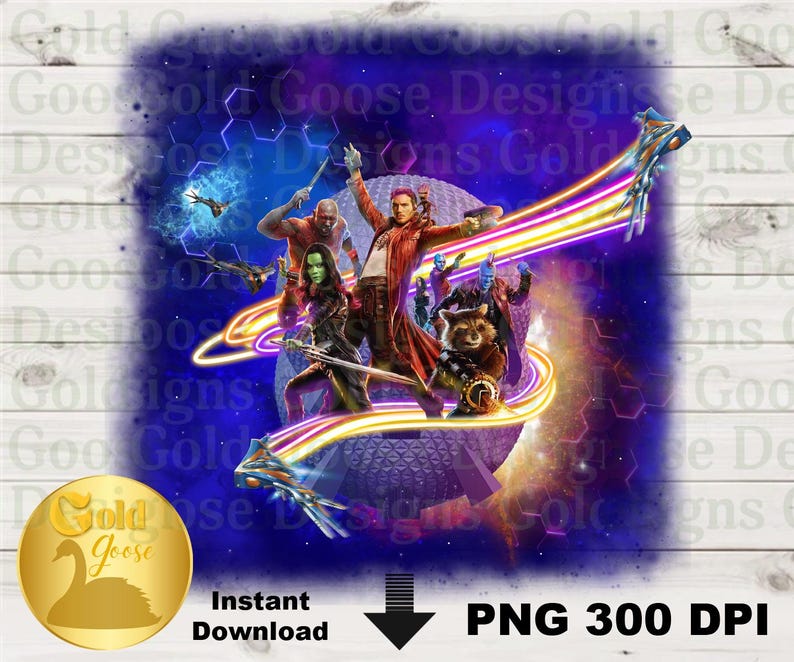 2 Neon Guardian Inspired Galaxy Hero Digital Download, Groot Gamora ...