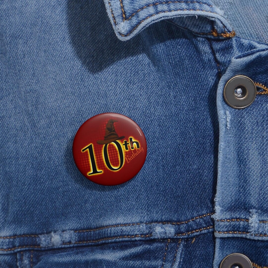 10th Birthday Button, Wizard Birthday, Wizard Button, Wizard School ...
