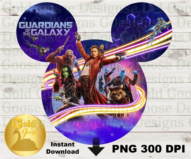 2 Neon Guardian Inspired Galaxy Hero Digital Download, Groot Gamora ...