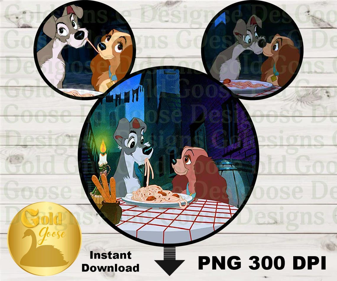 Puppy Love Lady and the Tramp Dogs Spagetthi Dinner Meatball Kiss ...