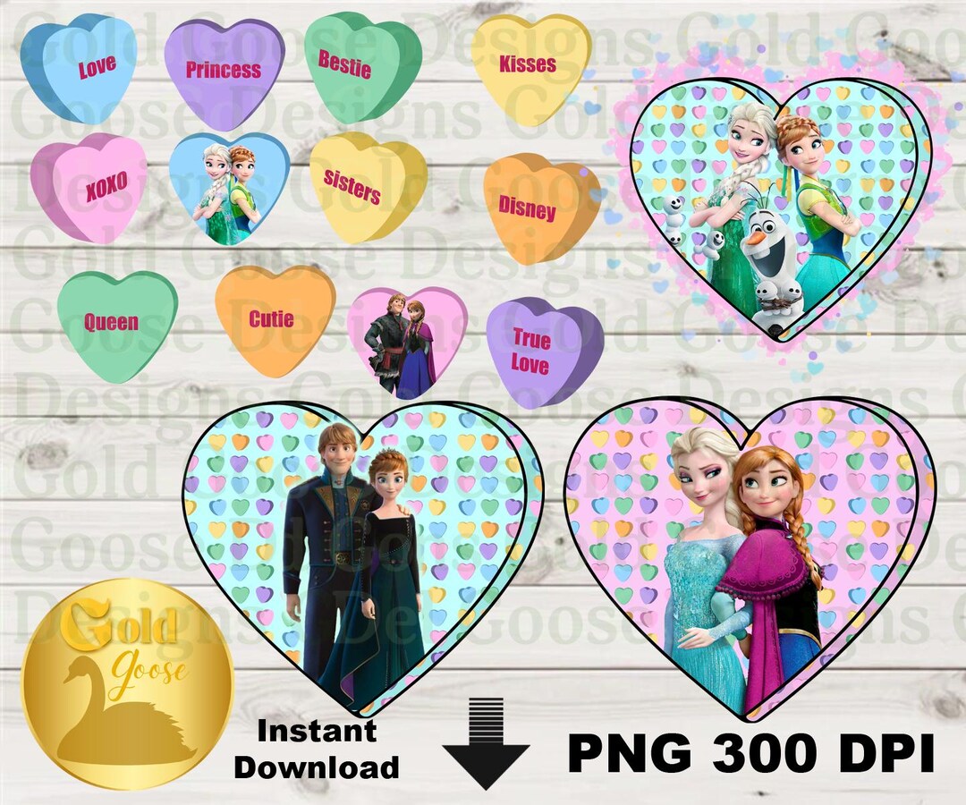 Valentine's Bundle, Frozen Heart, Anna Elsa Olaf Hearts, Candy Hearts ...