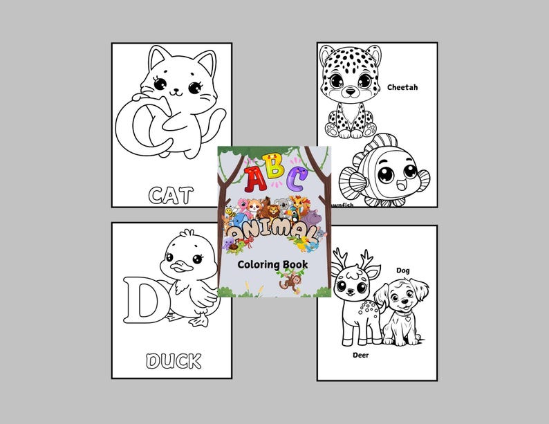 ABC Animal Coloring Book, 50 Printable Alphabet Animal Coloring Pages ...