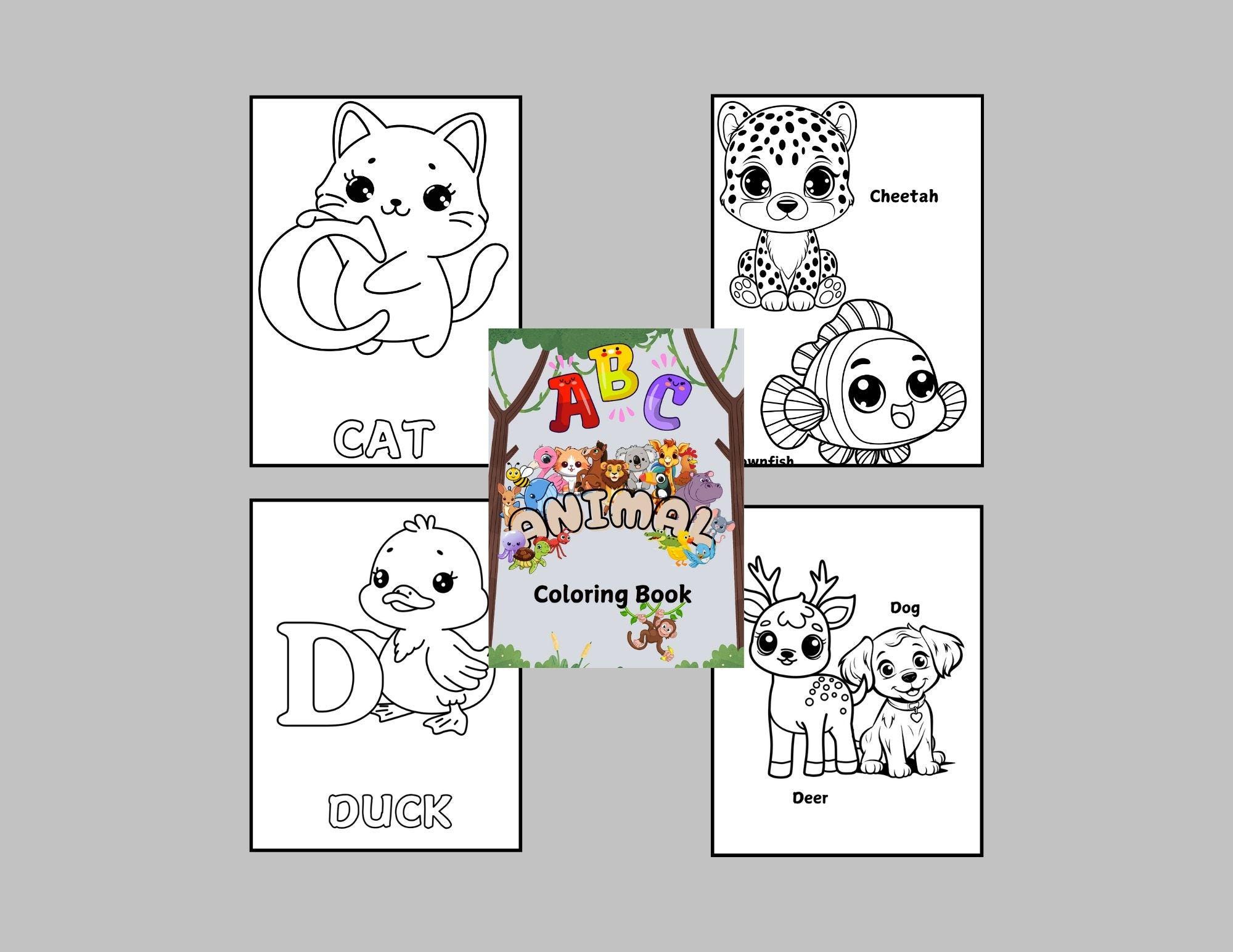 ABC Animal Coloring Book, 50 Printable Alphabet Animal Coloring Pages ...
