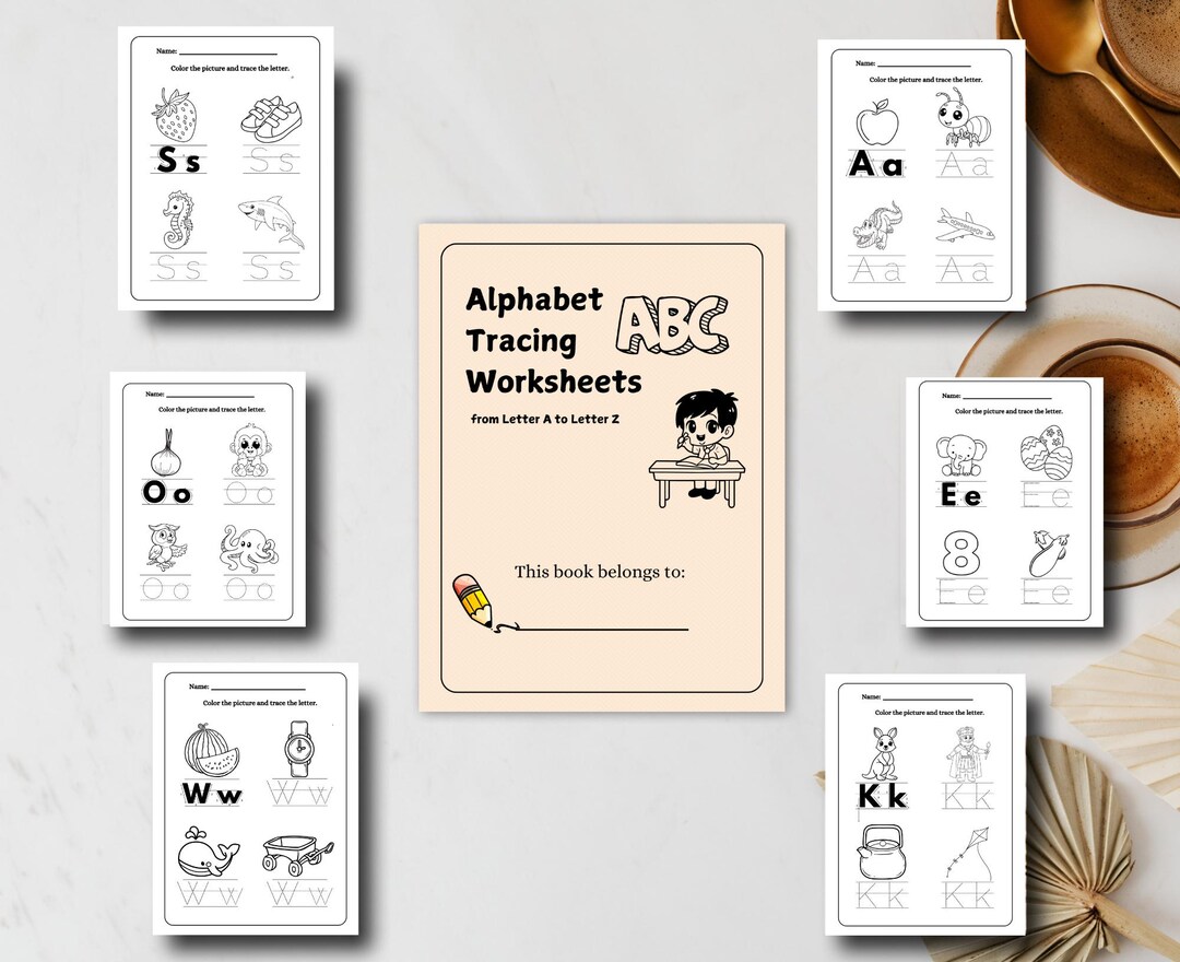 ABC Tracing Printable Writing Worksheet PDF ABC Coloring Book Alphabet ...