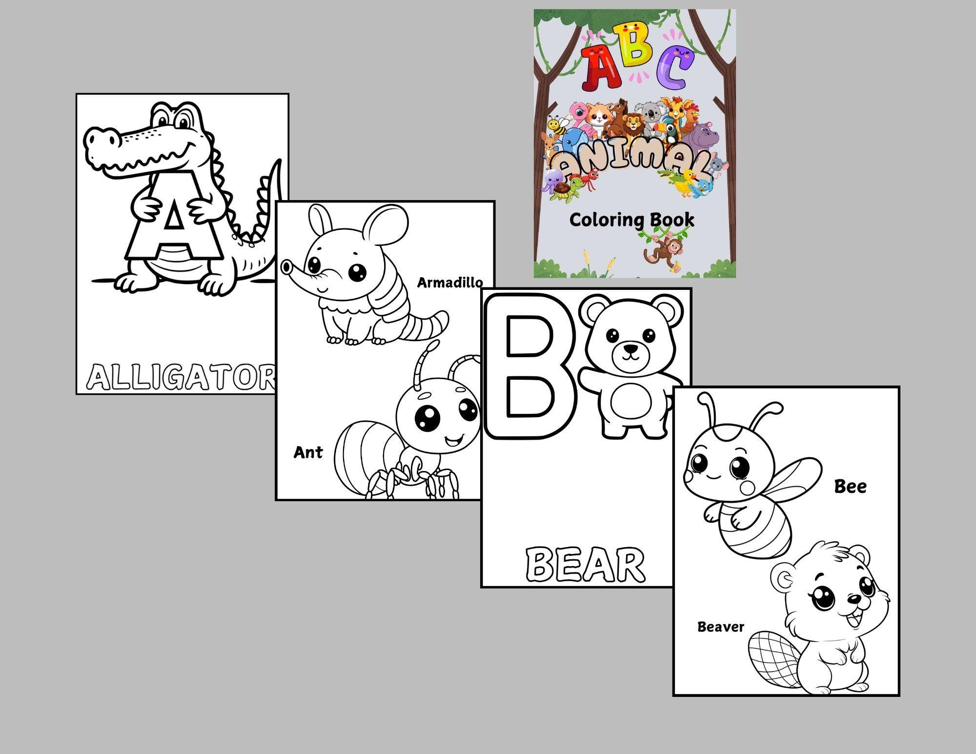 ABC Animal Coloring Book, 50 Printable Alphabet Animal Coloring Pages ...