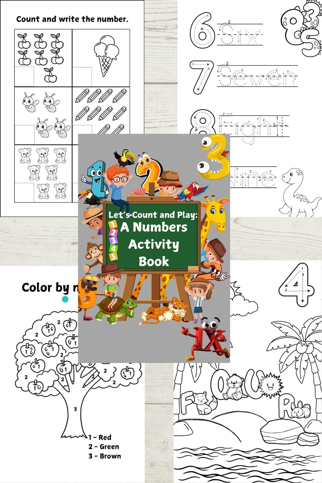 Numbers Activity Book 30 Pages Printable Writing Worksheet Learn ...