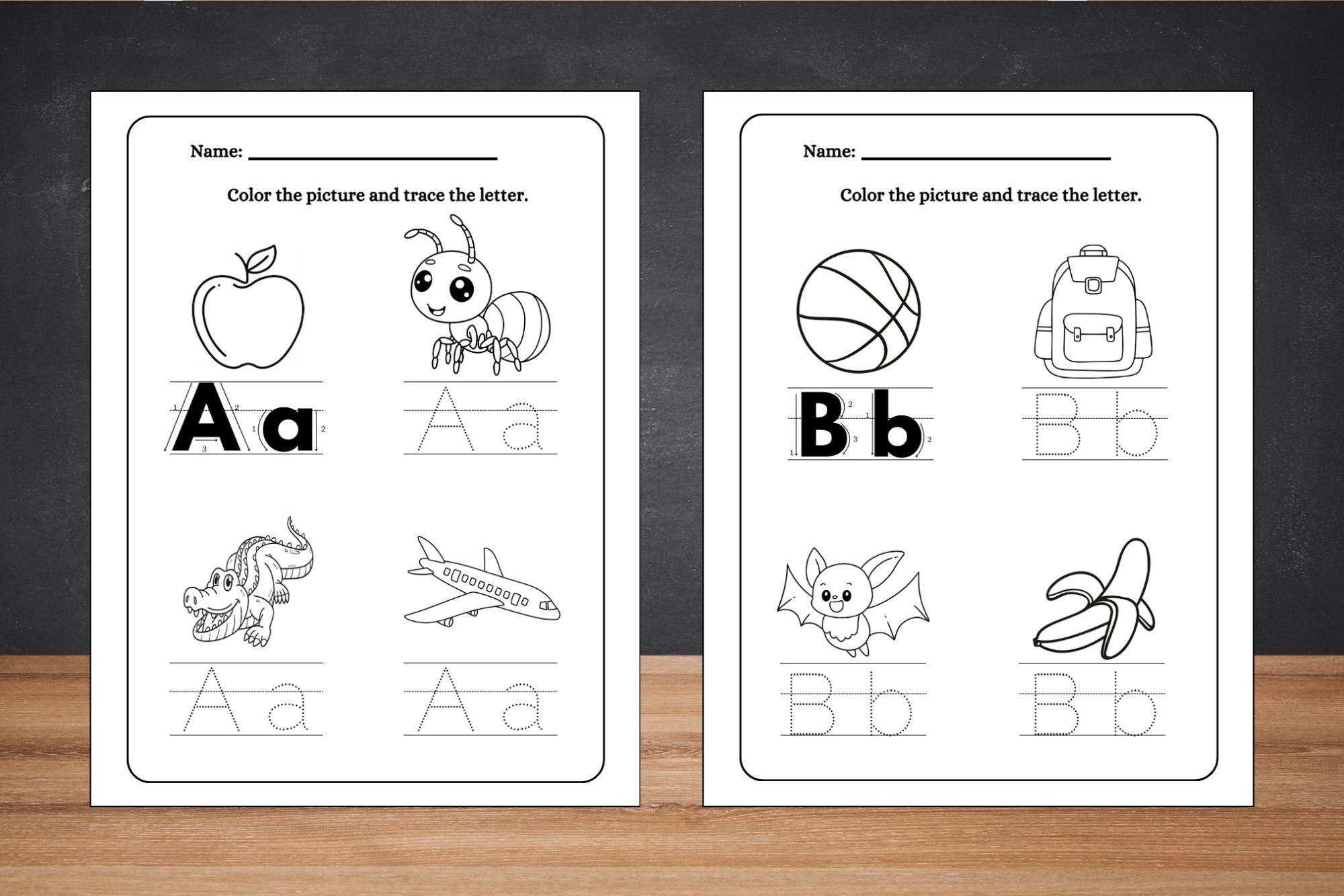 ABC Tracing Printable Writing Worksheet PDF ABC Coloring Book Alphabet ...