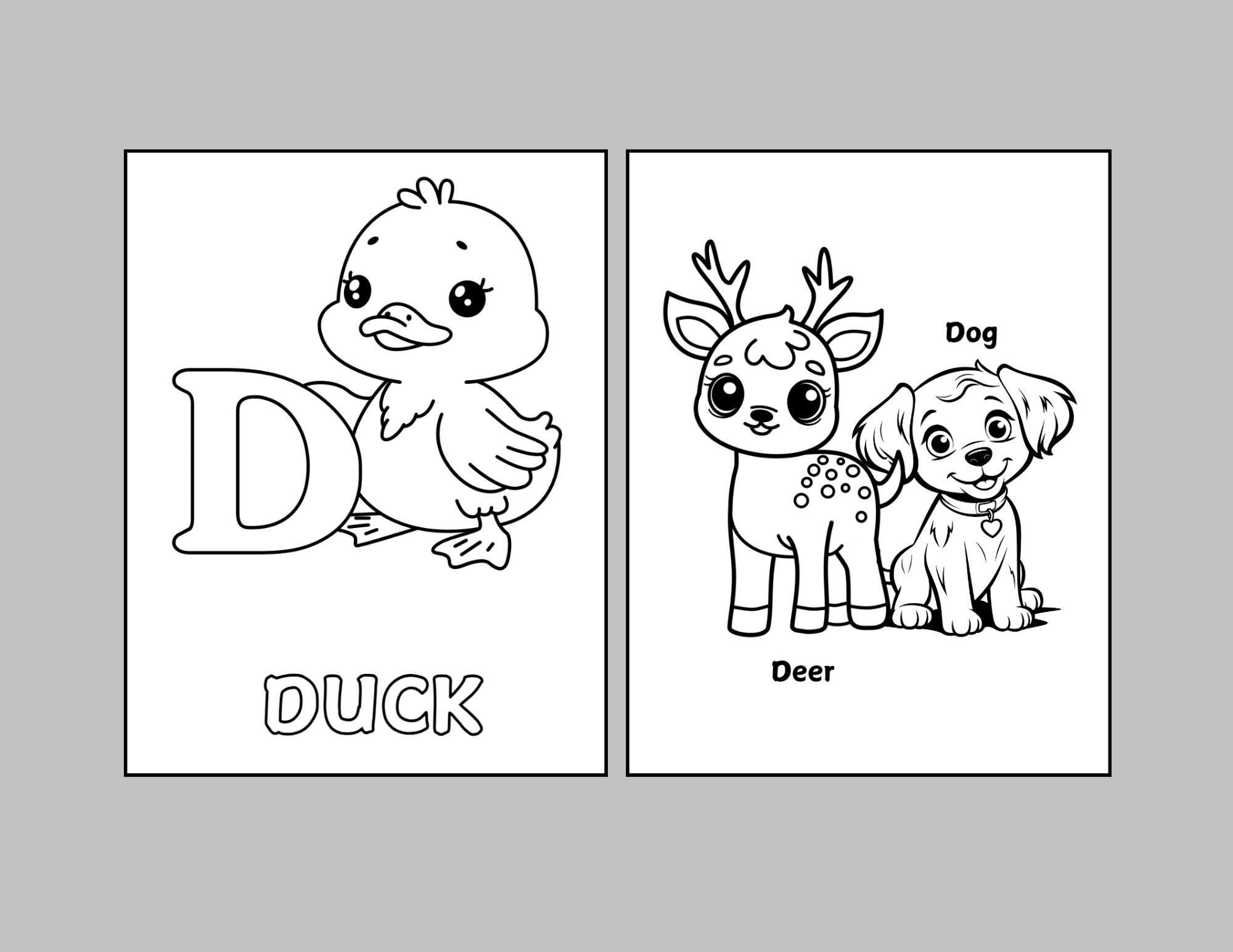 ABC Animal Coloring Book, 50 Printable Alphabet Animal Coloring Pages ...