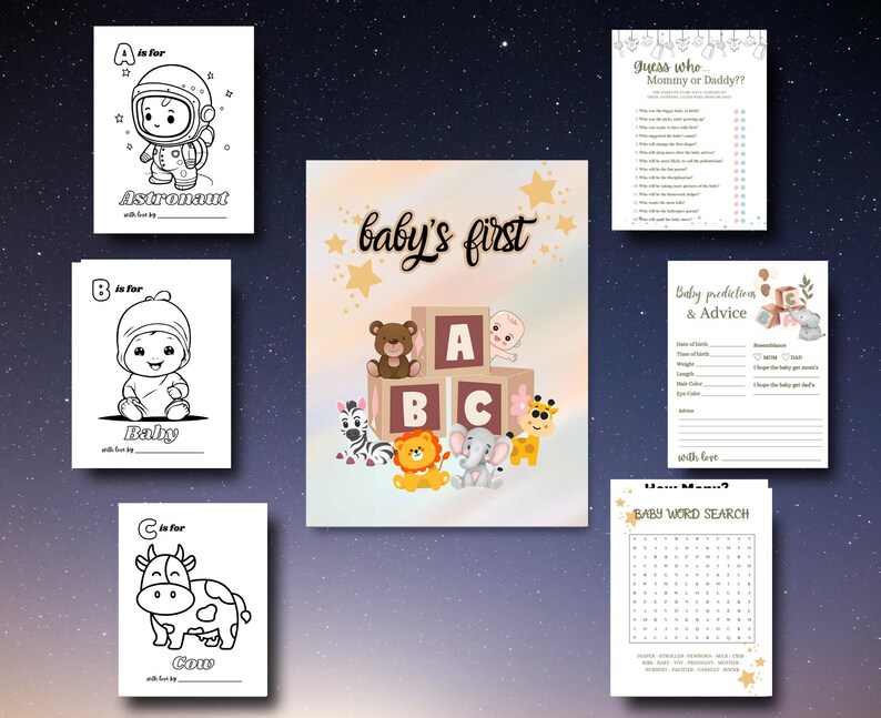 Baby’s First Coloring Book Printable Baby Shower Games Baby Shower Gift ...