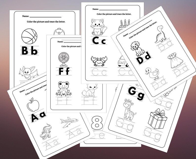 ABC Tracing Printable Writing Worksheet PDF ABC Coloring Book Alphabet ...