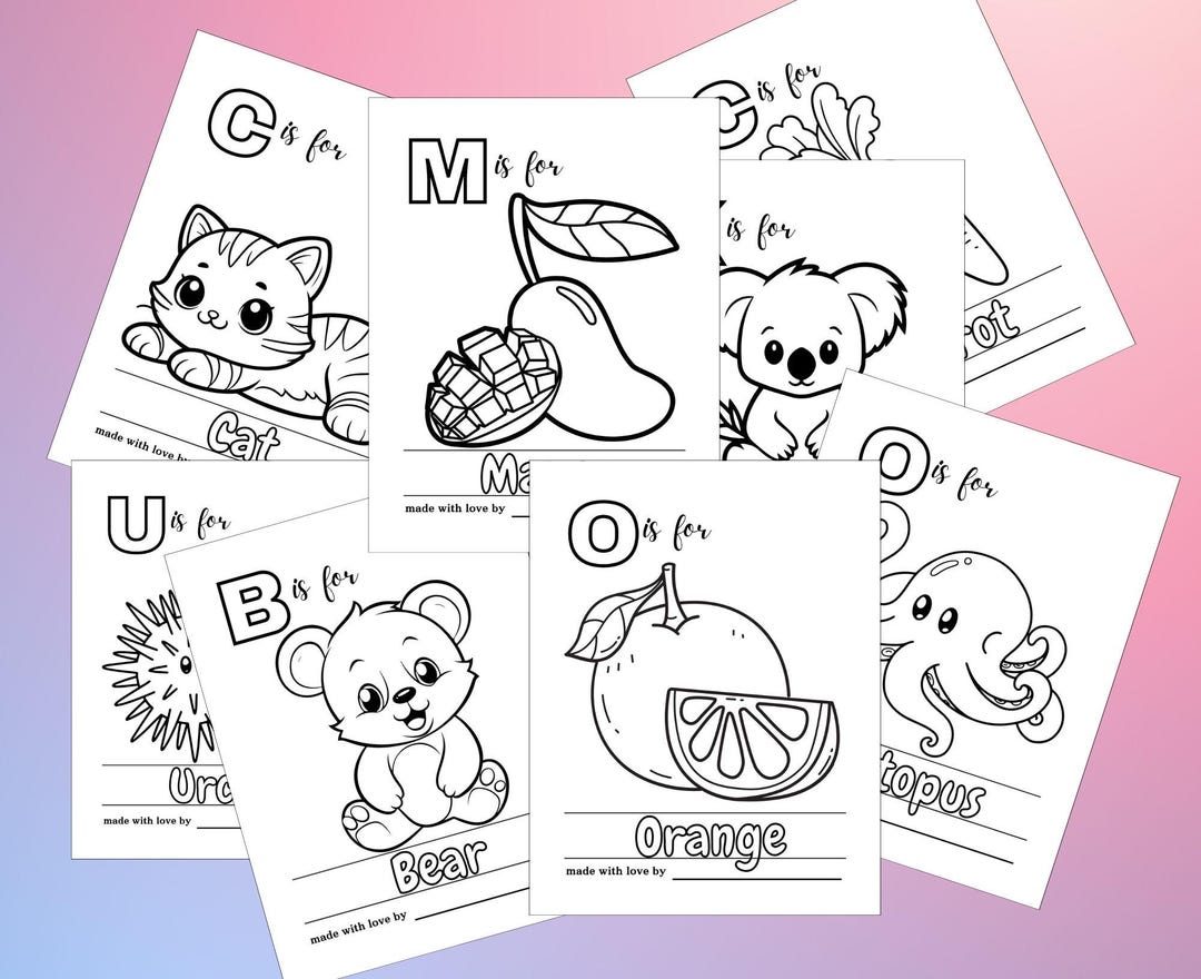ABC Baby Shower Coloring Book - Animal Theme Alphabet Book for Toddlers ...