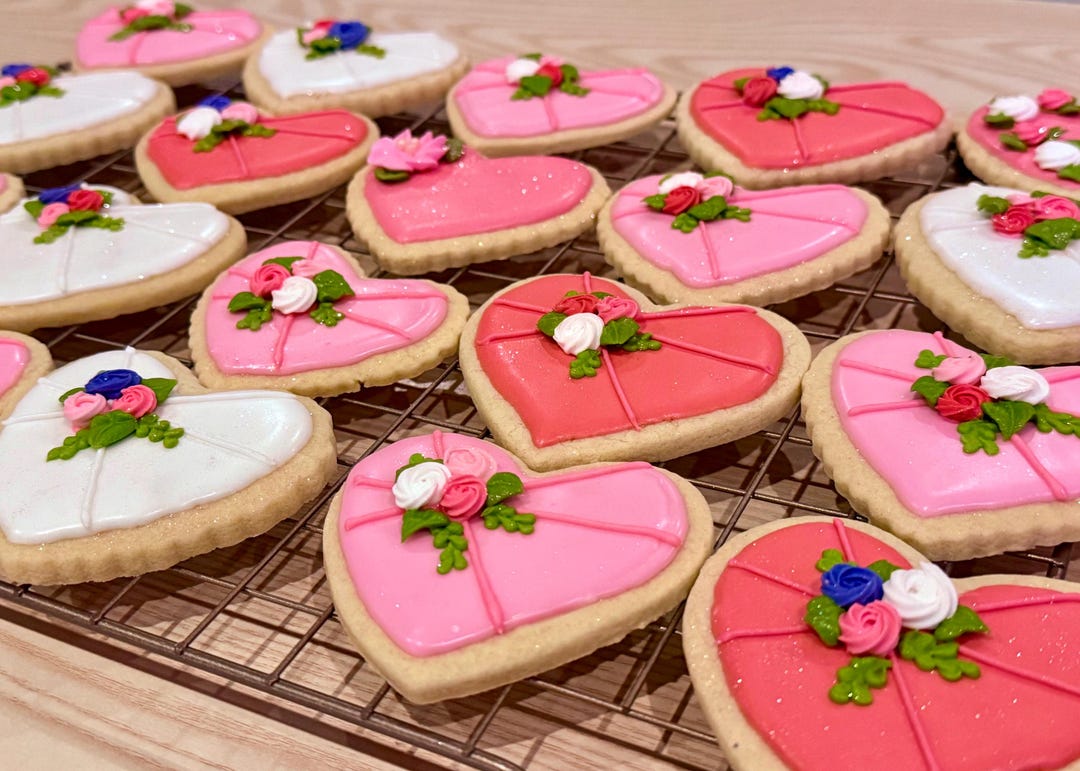 Heart Flower Sugar Cookies, Baked to Order, Half Dozen (6 Cookies) per ...
