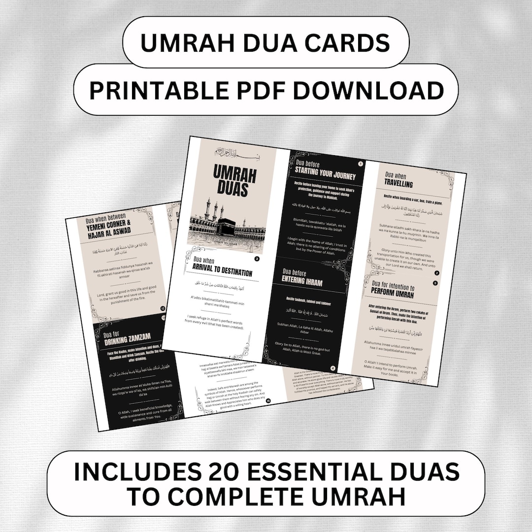 Umrah Dua Cards, 20 Essential Duas to Complete Your Umrah, Umrah Dua Book, PDF File Download ...