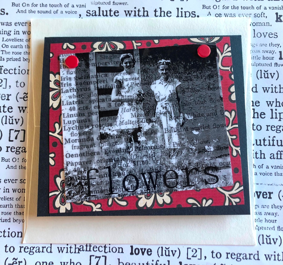 NEW Handmade Card Featuring Vintage Photo Two Girlfriends in Garden - Etsy