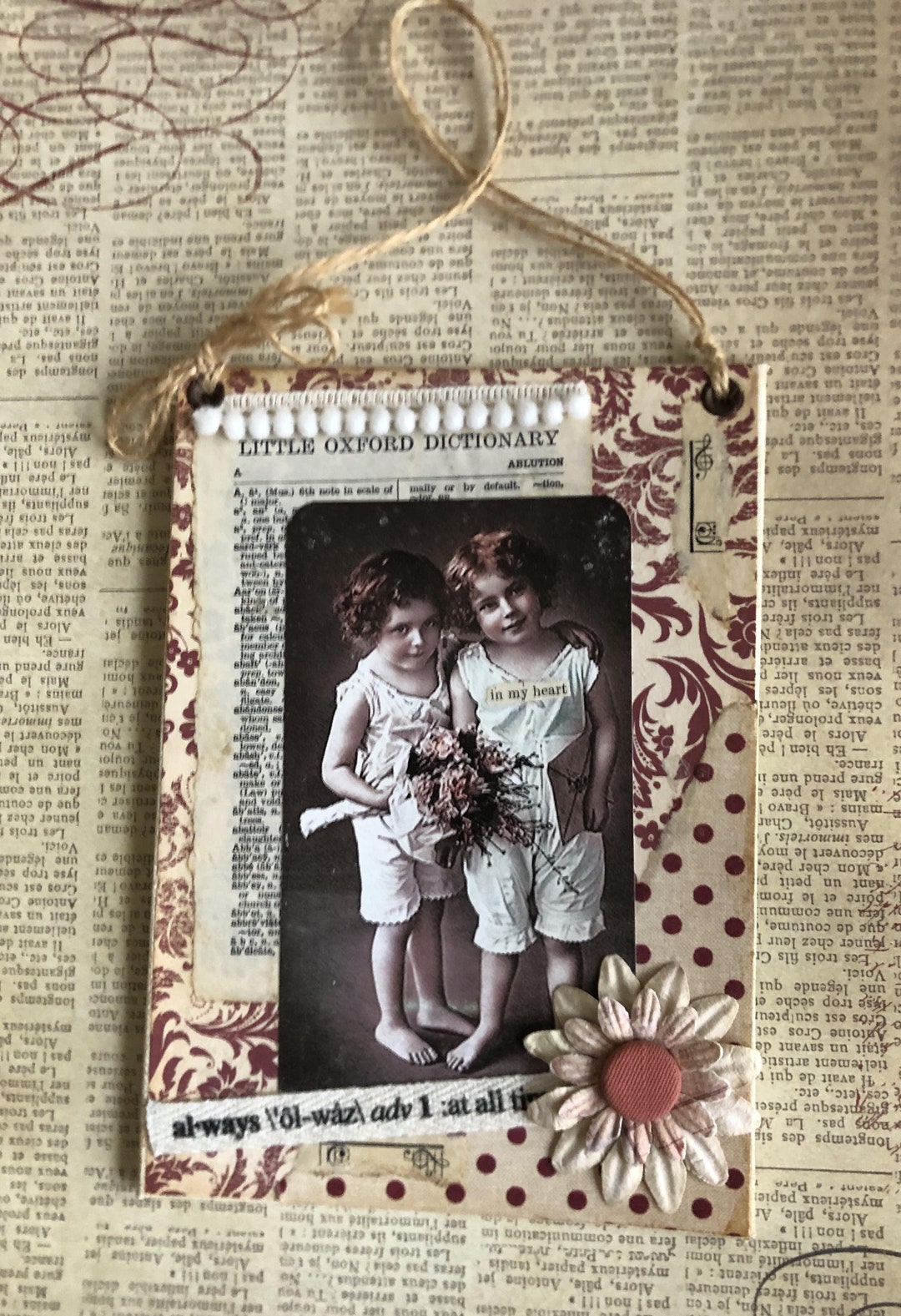 NEW Best Friends Wall Hanging With Vintage Photo of Two Young Children - Etsy