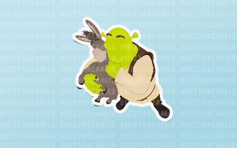 Donkey and Ogre Inspired Sticker - Animated Film Inspired Sticker ...