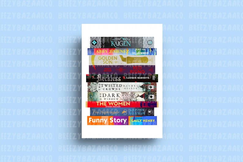 Custom Book Stack Print - Personalised Book Spine Print, Custom Book ...