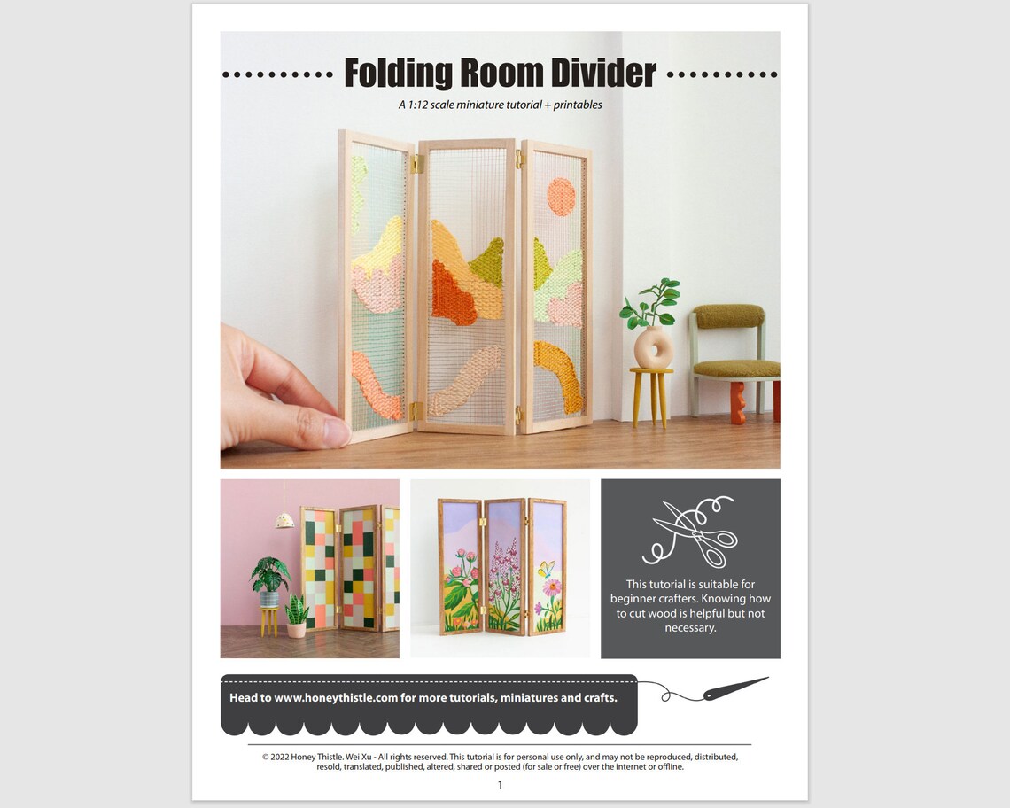 Miniature Dollhouse Folding Screen Tutorial - PDF Download for Mini ...