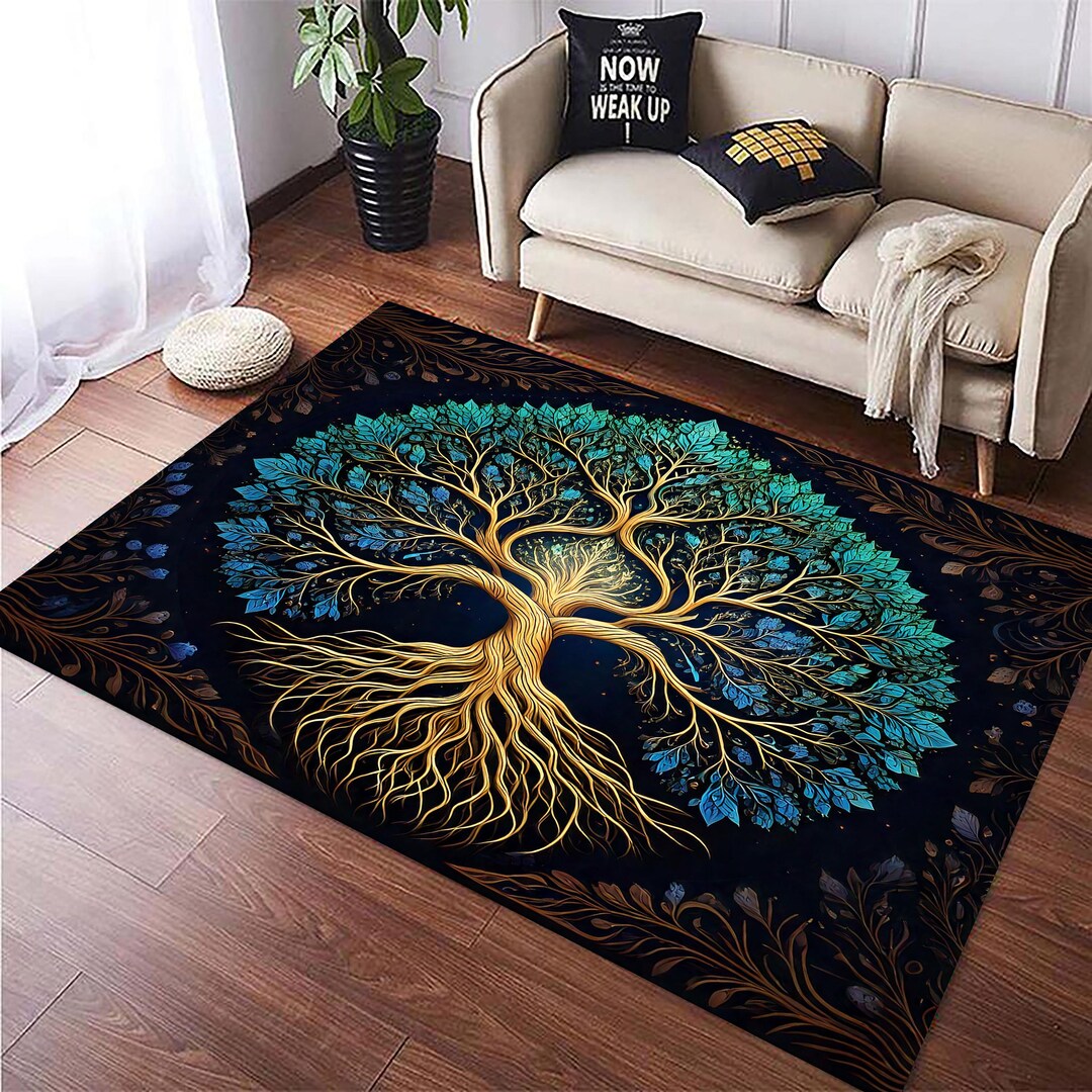 Tree of Life Rug, Mythical World Tree Design, Luxurious Norse Mythology ...