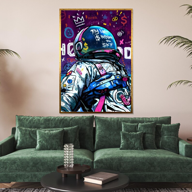 Graffiti Astronaut Canvas, Urban Space Art, Colorful Astronaut Print ...