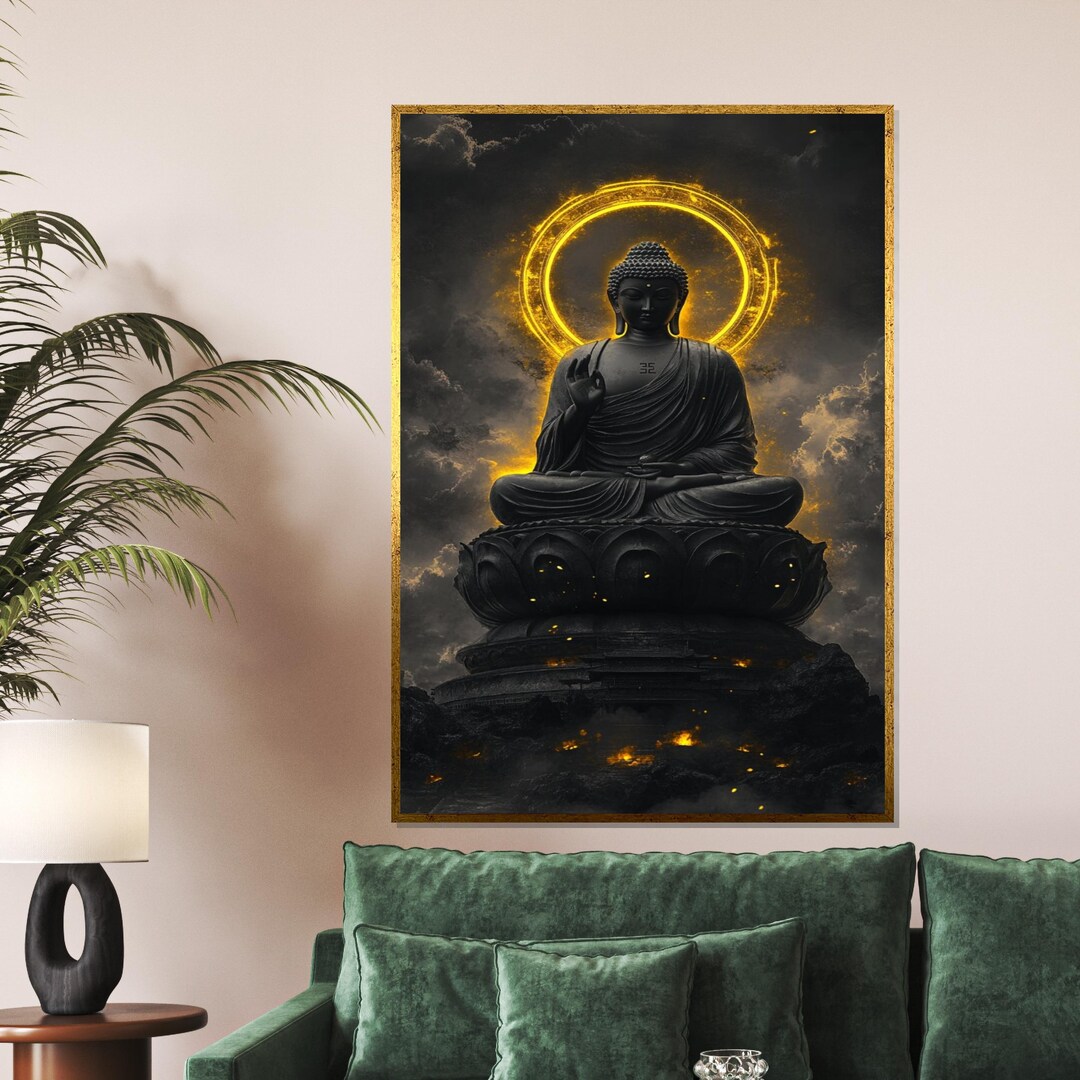 Buddha Halo Canvas, Spiritual Wall Art, Meditation Poster, Zen Art ...