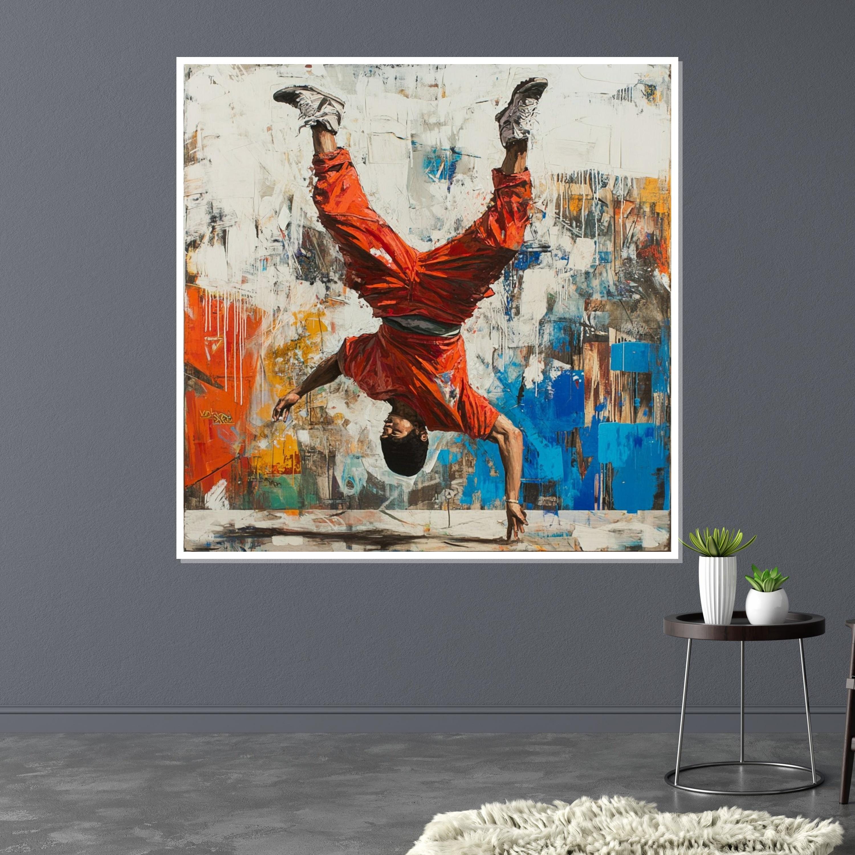 Breakdancer Canvas, Urban Dance Art, Colorful Street Art, Hip Hop Wall ...
